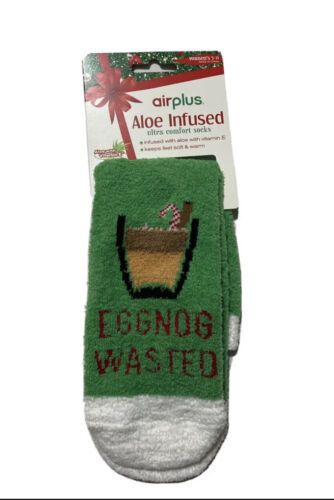 Airplus Fuzzy Green Socks Aloe & Vitamin E Infused Ultra Comfort Size 5 ...