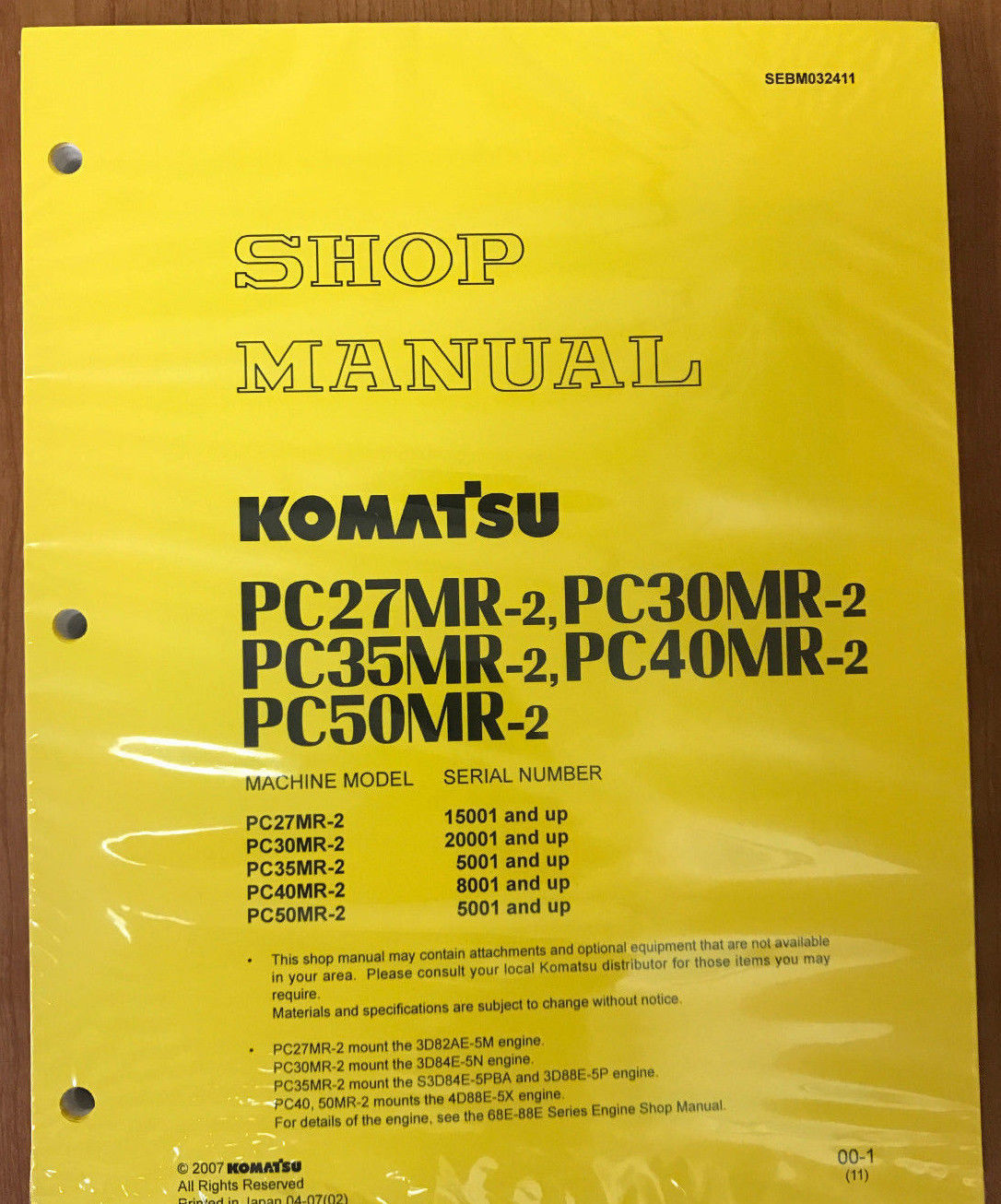 Komatsu Service PC27MR-2, PC30MR-2, PC35MR-2 Manual - Heavy Equipment
