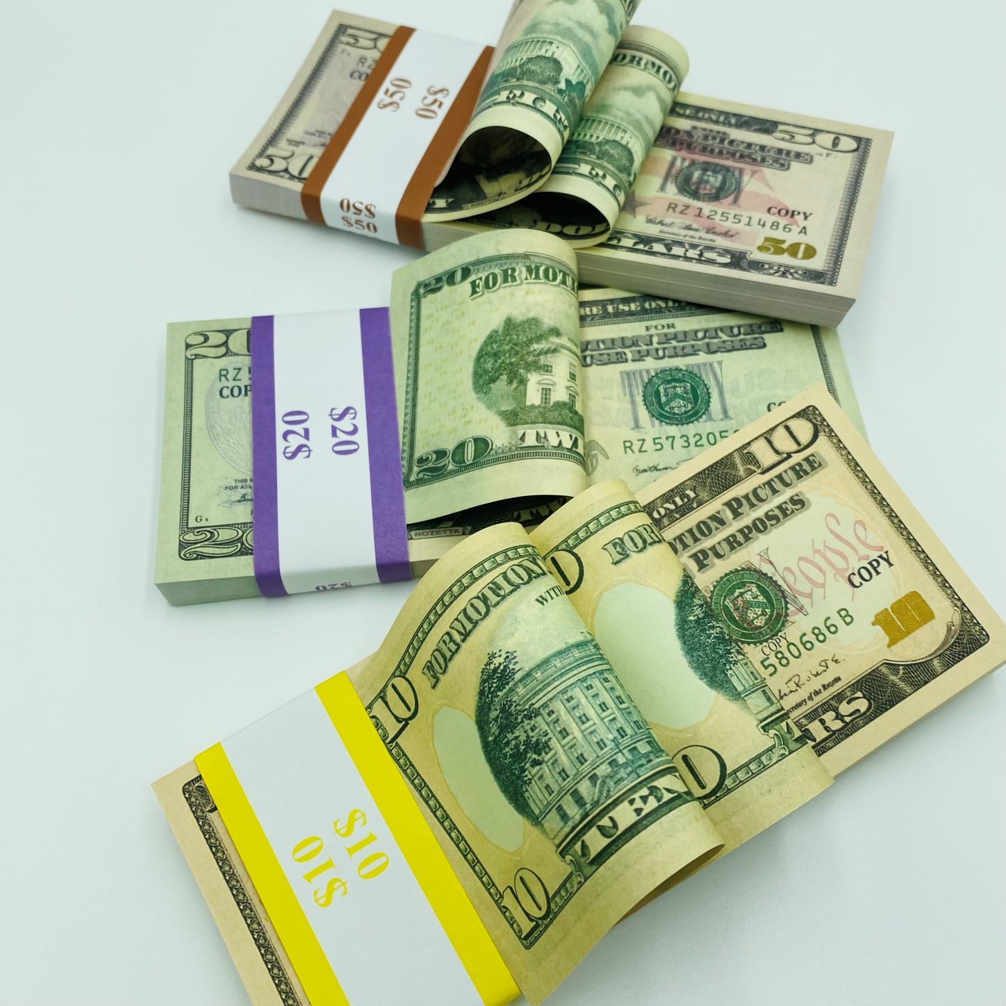 Realistic Prop Money 50 Pcs Mix $50 $20 $10 Double Sided Full Print ...