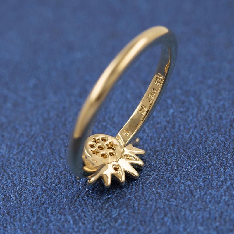 Celestial Blue Sparkling Moon Ring and Celestial Sparkling Sun Ring - Rings