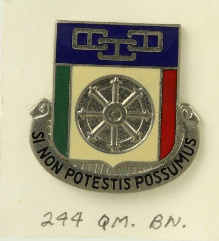 US ARMY DUI Insignia Pin SI NON POTESTIS POSSUMUS 244th Quartermaster ...